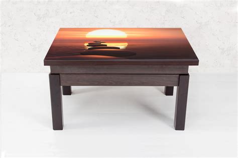 Журнальний стіл трансформер у вітальню Дерево ДСП скло Флай Мікс Меблі Венге скло Закат цена