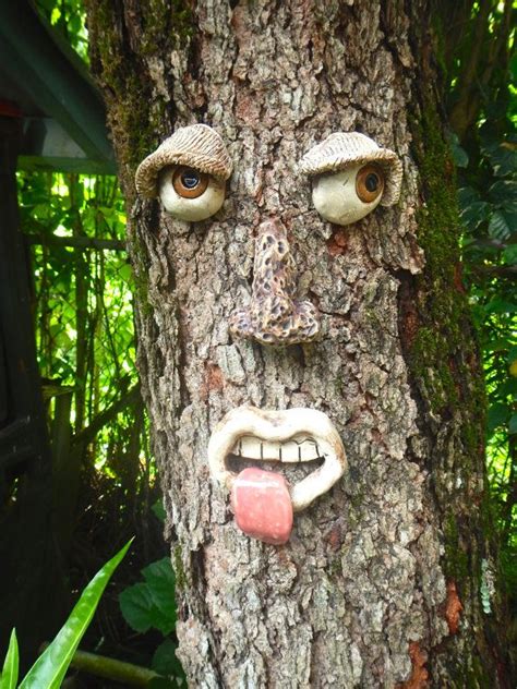 Silly Tree Face Tree Faces Paper Mache Tree Garden Art Projects
