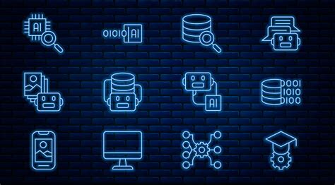 Atur Garis Graduation Cap Kode Biner Server Robot Kecerdasan Buatan Cpu