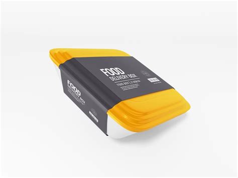 테이크 아웃 음식 배달 컨테이너 브랜딩 모형 프리미엄 Psd 파일