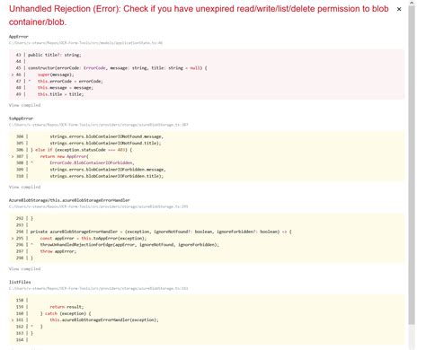Unhandled Error For Expired Permissions To Blob Container Issue Microsoft OCR Form