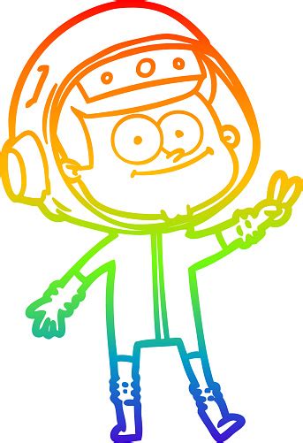 행복한 우주 비행사 만화의 무지개 그라데이션 선 그리기 그라데이션에 대한 스톡 벡터 아트 및 기타 이미지 그라데이션 낙서 드로잉 라인아트 Istock