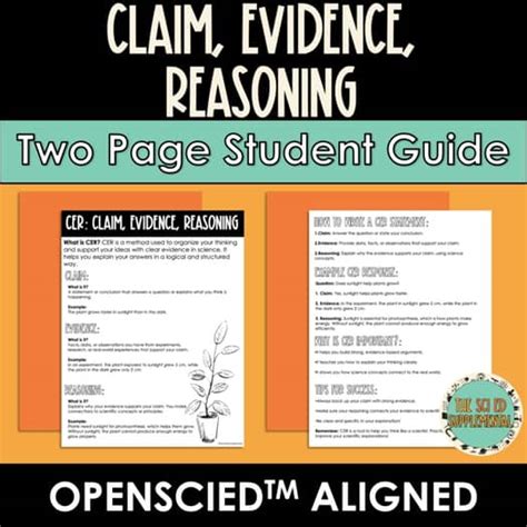 Free Cer Handout For Middle School Science Claim Evidence Reasoning Free Cer Handout For Middle School Science Claim Evidence Reasoning