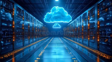 Abstract Glowing Orange Cloud Symbol Over Circuit Board Representing Cloud Computing And