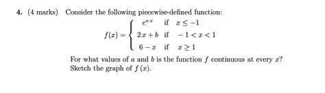 solved 4 4 marks consider the following piecewise defined