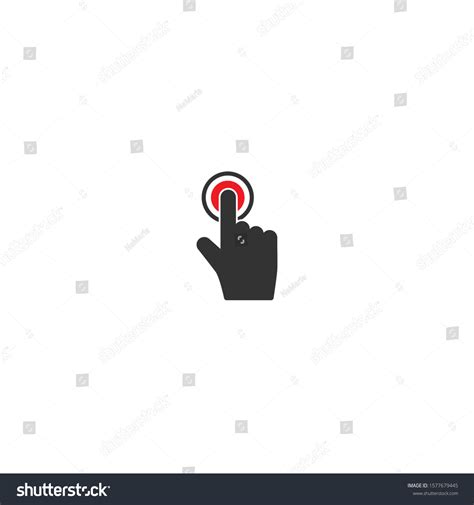 click push button pictogram black pointing stock vector royalty free