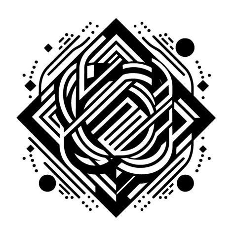 Symmetrical Abstract Art Composition With Layered Black Geometric Shapes Lines Circles And