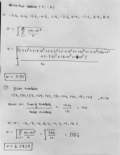 Solved Find The Standard Deviation Of These Numbers With The Answer Course Hero