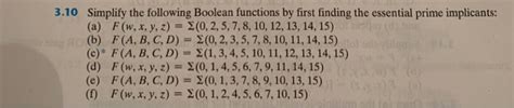 Solved 310 Simplify The Following Boolean Functions By