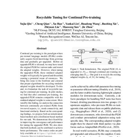 Recyclable Tuning For Continual Pre Training Acl Anthology