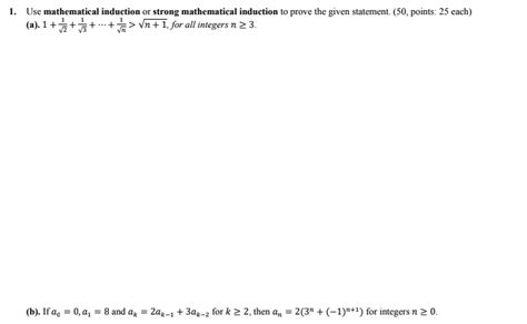 Solved Use Mathematical Induction Or Strong Mathematical