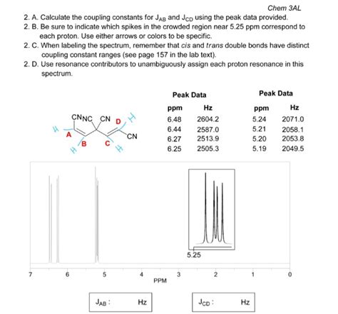 Solved Chem 3al 2 A Calculate The Coupling Constants For
