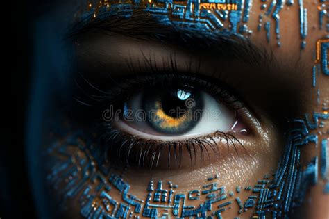 Close Up Of Woman Eye In Process Of Scanning Biometric Concept Stock Illustration