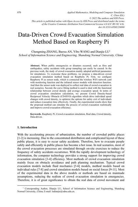 Pdf Data Driven Crowd Evacuation Simulation Method Based On Raspberry Pi