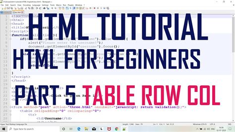 Html Tutorials For Beginners 5 Html Table Table Advance Property