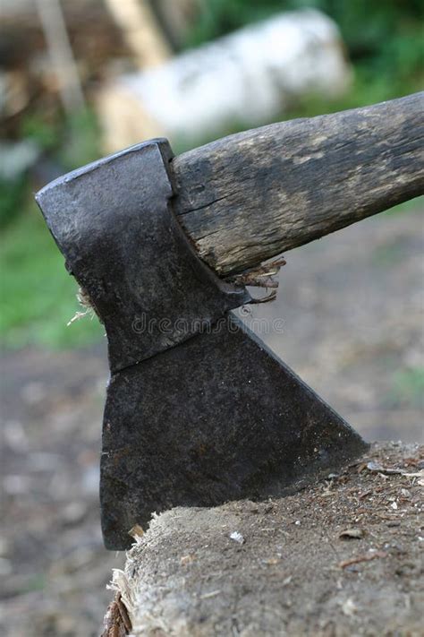 The Axe Sticks In The Log Stock Photo Image Of Object 101723942
