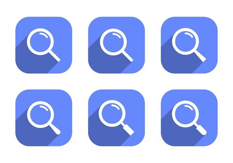 Search Magnifying Icon Set Collection On Blue Square 47739995 Vector