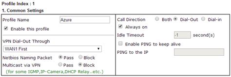 create a site to site vpn link between a draytek router and azure