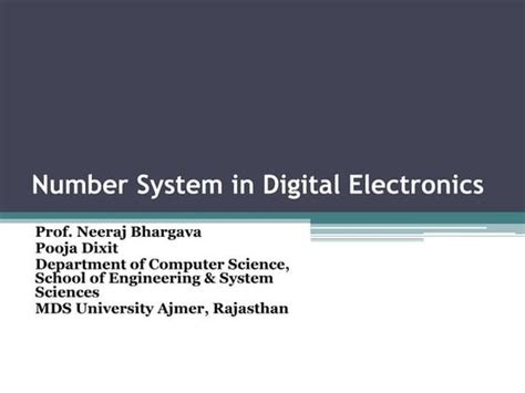 Decimal Binary Octal And Hexadecimal Number Systems Pptx