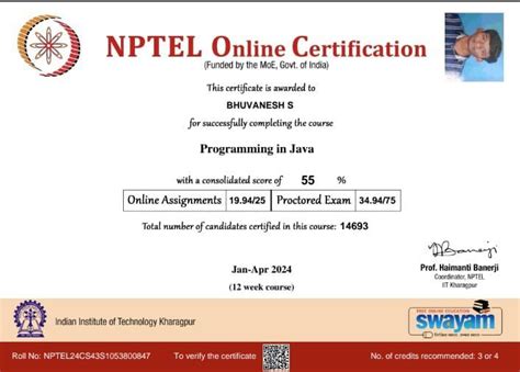 Bhuvanesh S On Linkedin Java Nptel Programming