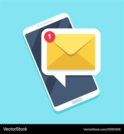 Flat Email Notification On Smartphone Sms Icon Or Vector Image