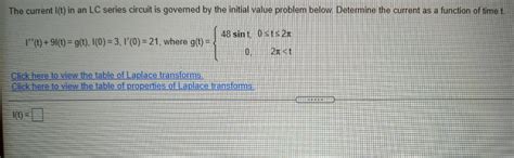 Solved The Current T In An LC Series Circuit Is Governed Chegg Com