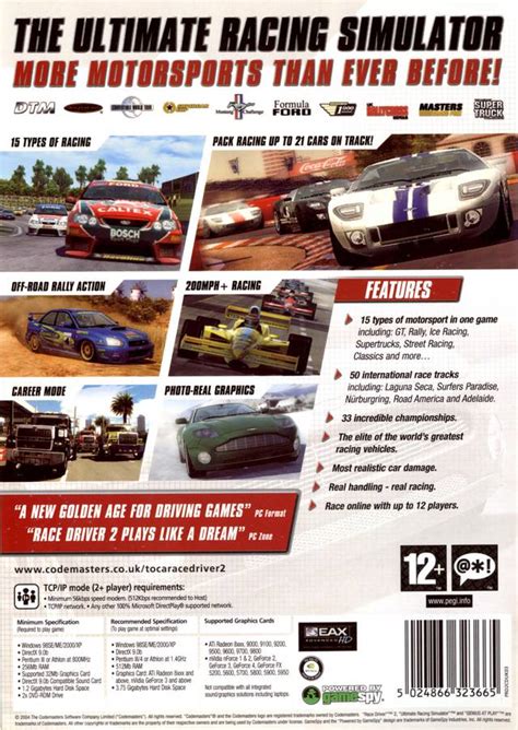 toca race driver 2 the ultimate racing simulator box shot for