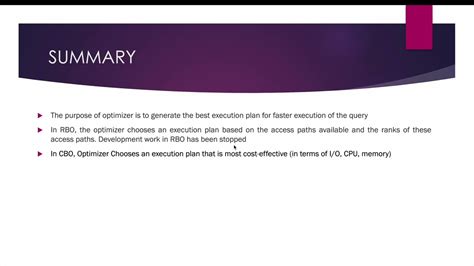Oracle Sql Performance Tuning Day 16 Optimizer Summary Youtube