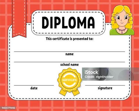 졸업장 인증서 템플릿입니다 학교 및 유치원용 어린이와 어린이를 위해 벡터 그림입니다 공란에 대한 스톡 벡터 아트 및 기타 이미지 공란 교육 긴 Istock
