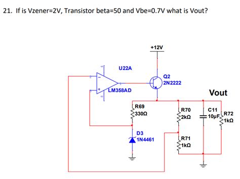 If Is Vzener 2V Transistor Beta 50 And Vbe 0 7V Chegg