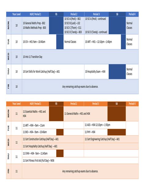 Exam Block Year 10 And 11 Pdf