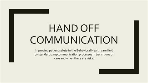 Hand Off Communication Pptx Physical Therapy Wellness