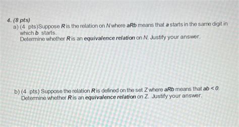 solved 4 8 pts a 4 pts suppose r is the relation on n