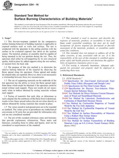 Astm E84 16 Standard Test Method For Surface Burning Characteristics