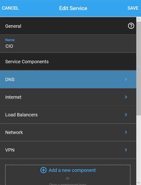 Service Components Dashlet Entuity