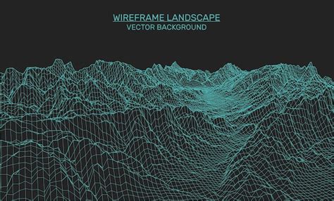 Premium Vector Abstract Landscape Background Mesh Structure Polygonal Wireframe Background