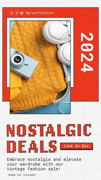 소셜 미디어 및 인스타그램 스토리 템플릿을 위한 Psd Nostalgic Fashion Deals 디자인 프리미엄 Psd 파일