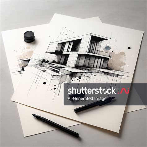 Beautiful Pen Ink Sketch Architecture Minimalist Ai Generated Image