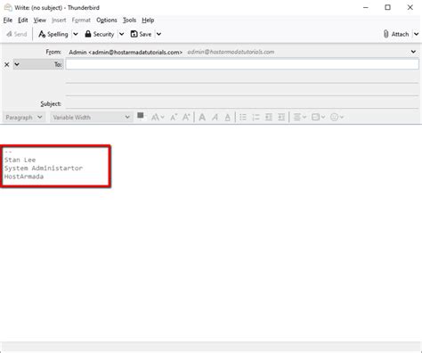 Setting Up An Email Signature In Thunderbird Hostarmada