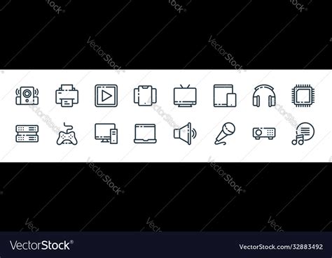 Multimedia And Electronic Line Icons Linear Set Vector Image