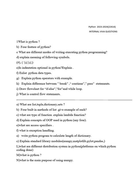 Python Viva Question Pdf