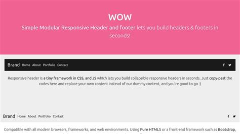 Light Modular Responsive Header And Footer