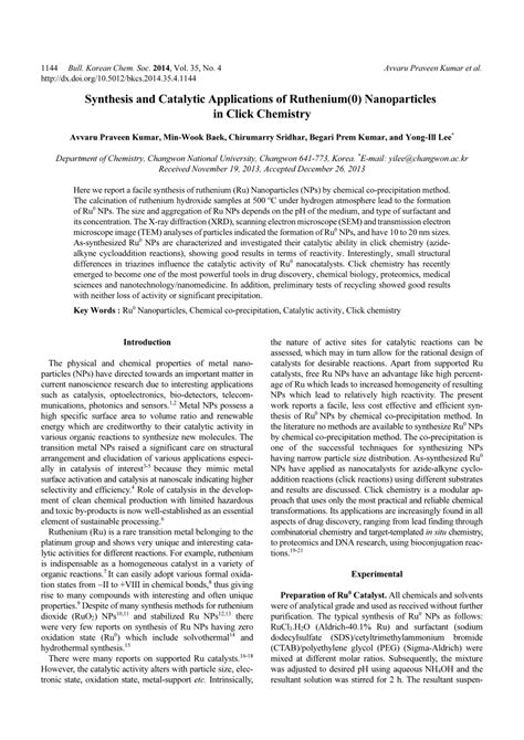 Pdf Cheminform Abstract Synthesis And Catalytic Applications Of