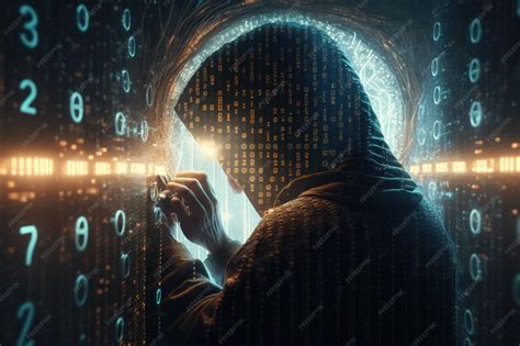 Premium Ai Image Cybersecurity Computer Hacker With Hoodie
