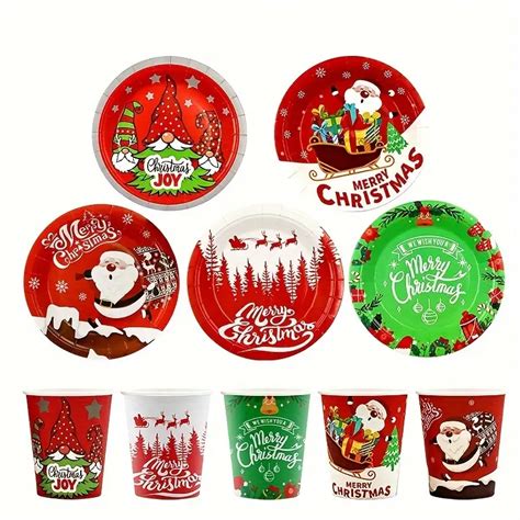6개 크리스마스 컵 접시 파티 식기 및 장식 파티 장식 파티 용품 가정 장식 방 장식 야외 피크닉 및 생일 Temu Republic Of Korea