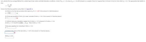 Solved Then Z01xˉ−10 Answer The Following Questions Using