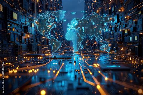 Global Interconnectedness A Spectacular Night View Of Urban Centers And Major Cities Illuminated