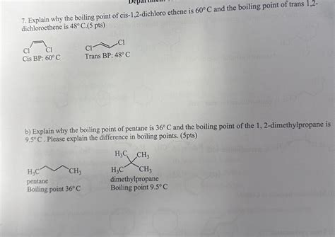 Solved 7 Explain Why The Boiling Point Of Cis 1 2 Dichloro