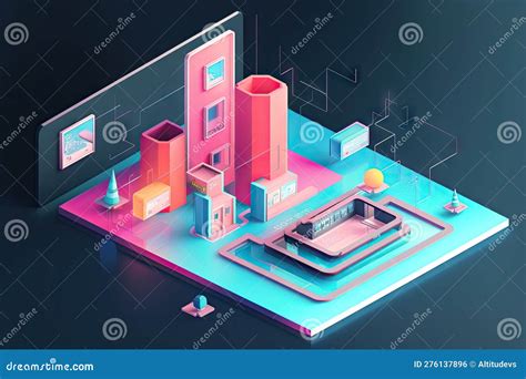 Distracting Background With The Focus On A Key Element In Isometric
