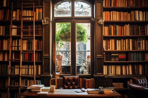 A Classroom With A Large Bookshelf Filled With B Premium Ai Generated Image